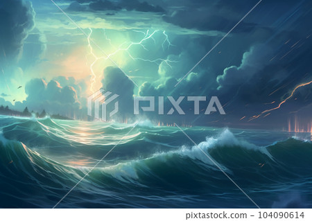 Concept art of a infinite storm key visual blue... - Stock Illustration ...