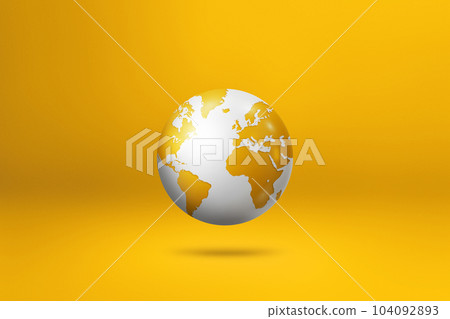 World globe, earth map, isolated on yellow.... - Stock Illustration ...