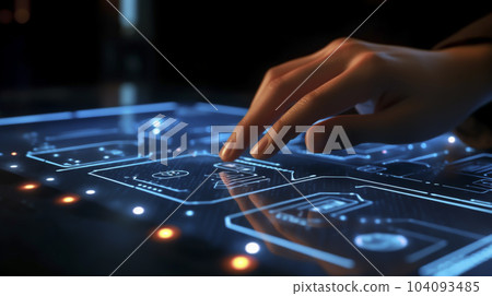 Close-up of a hand operating a futuristic... - Stock Illustration ...
