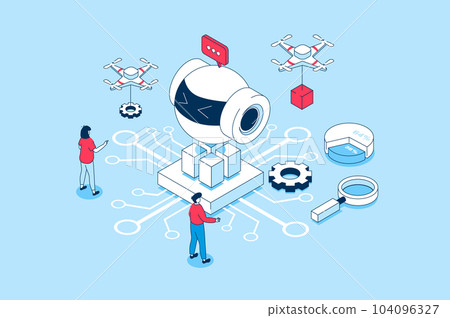 Artificial intelligence concept in 3d isometric... - Stock Illustration ...