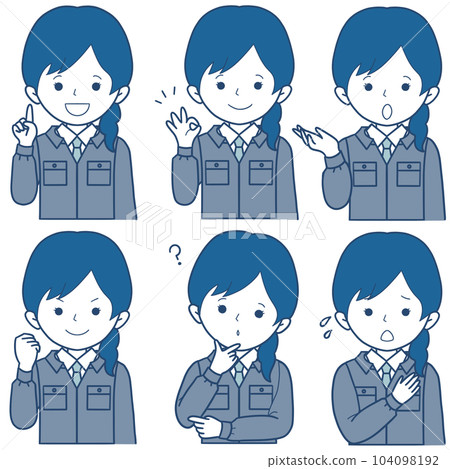 Working woman work clothes facial expression... - Stock Illustration ...