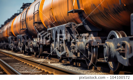 Freight train with oil-carrying wagons.... - Stock Illustration ...