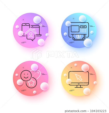 Internet, Smile and Work home minimal line... - Stock Illustration ...