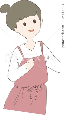 woman wearing a pink apron - Stock Illustration [104114894] - PIXTA