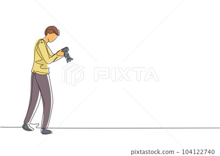 Continuous one line drawing photographers or... - Stock Illustration ...