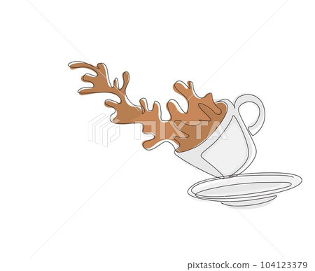 Single continuous line drawing coffee splashing... - Stock Illustration ...