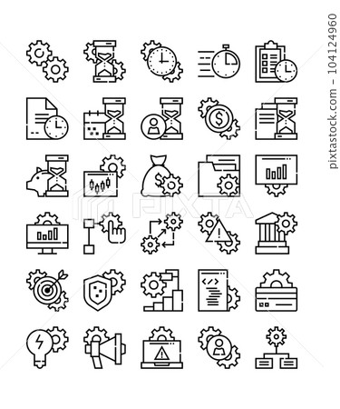 management simple line style web icon pack - Stock Illustration ...