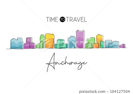 Continuous one line drawing Anchorage city... - Stock Illustration ...