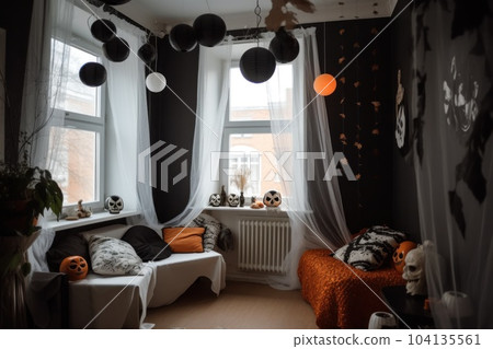 Small relaxing area of modern home decorated... - Stock Illustration ...