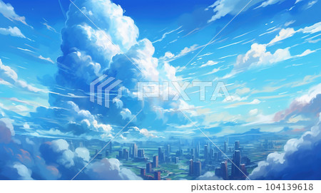 Summer blue sky refreshing cloud background - Stock Illustration ...
