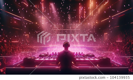Dj in nightclub scene show in discotech dance... - Stock Illustration ...