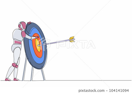 Single continuous line drawing robots hugging... - Stock Illustration ...