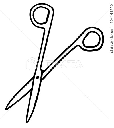 Dissection scissors line drawing - Stock Illustration [104141250] - PIXTA
