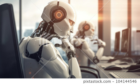 the robot teamwork working together - Stock Illustration [104144546 ...