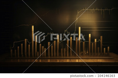 Elegant golden line graph on black background,... - Stock Illustration ...