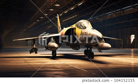 Military fighter jet parked inside a military... - Stock Illustration ...