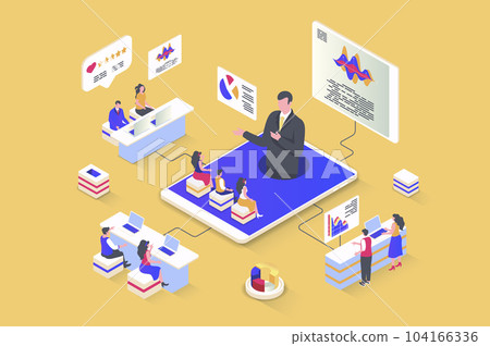 Business training concept in 3d isometric... - Stock Illustration ...
