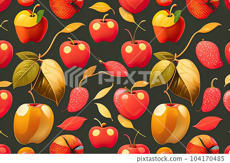 Apple Colorful Background Pattern. Generative AI - Stock Illustration ...