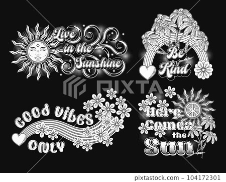 Groovy Flowers Black And White