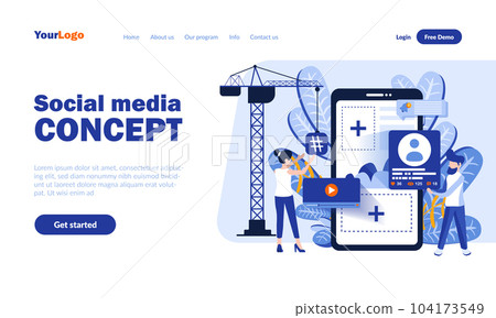 Social media vector landing page template - Stock Illustration ...