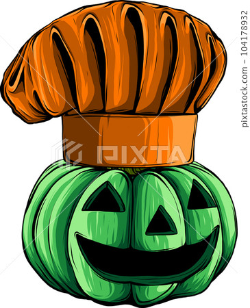 vector illustration of Pumpkin chef on white... - Stock Illustration ...