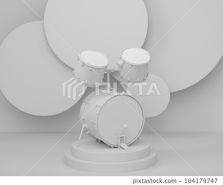 Drums with metal cymbals or drumset on cylinder... - Stock Illustration ...