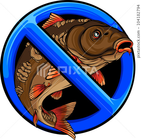 vector No fish forbidden sign symbol on white... - Stock Illustration ...