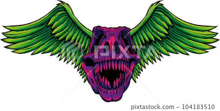 vector illustration of T-rex skull with wings - Stock Illustration ...