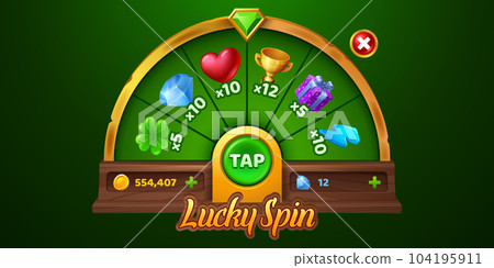 Spin roulette wheel game ui with button vector - Stock Illustration ...