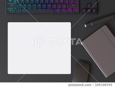 Blank and white computer mouse pad on the desk... - Stock Illustration ...