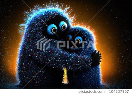 Monster hugging the child. Cute scene with...-插圖素材 [104237597] - PIXTA圖庫