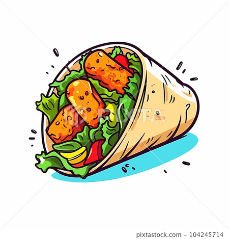Chicken tortilla wrap hand-drawn illustration.... - Stock Illustration ...