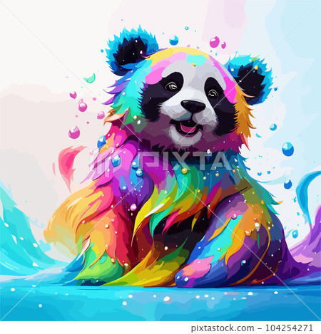 vector art of colorful panda . isolated in...-插圖素材 [104254271] - PIXTA圖庫
