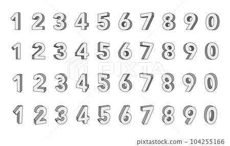 Three-dimensional number icon set - Stock Illustration [104255166] - PIXTA