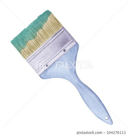 Brush, blue handle, green paint, repair tool.... - Stock Illustration ...
