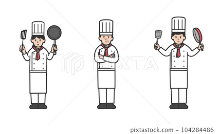 Male and female cook full body illustration set - Stock Illustration ...