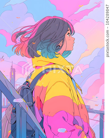 Rainbow color girl (Generative AI) - Stock Illustration [104289847] - PIXTA