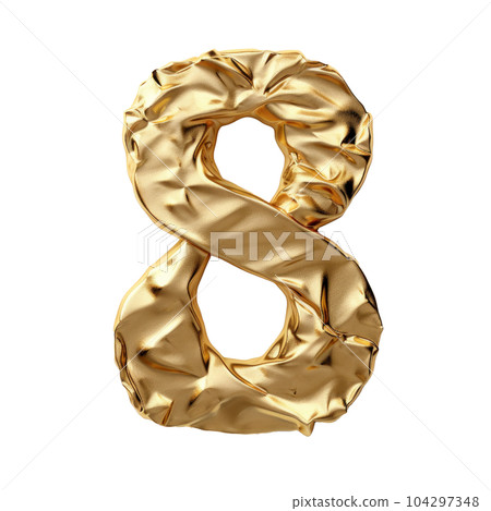 Crumpled gold foil number 8 isolated.... - Stock Illustration ...