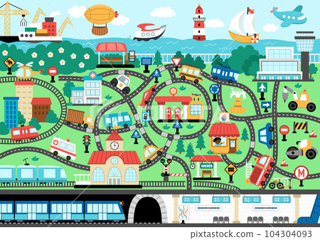 City transport map. Background with land,... - Stock Illustration ...