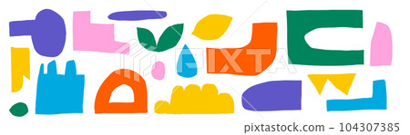 A pack of cut-out abstract shapes. Bright... - Stock Illustration ...