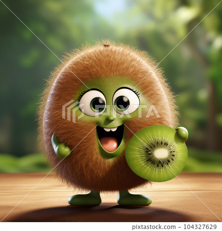 Cute Kiwi Happy Cartoon Character - Stock Illustration [104327629] - PIXTA