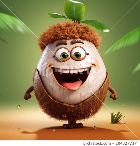 Cute Coconut Happy Cartoon Character - Stock Illustration [104327737 ...