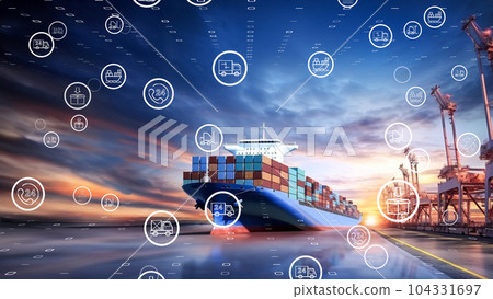 Efficient logistics processes in warehouses... - Stock Illustration ...