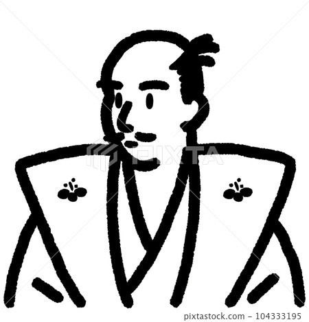 Historical figure Nobunaga Oda's simple line... - Stock Illustration ...