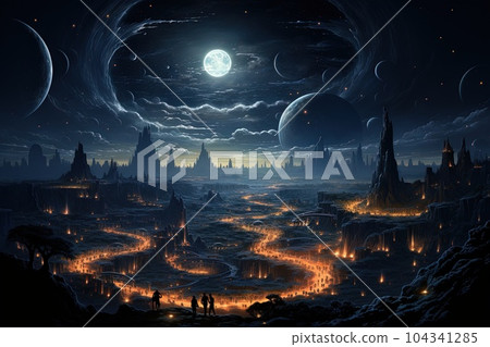 Celestial highways: Imagine a cosmic network of... - Stock Illustration ...