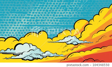 sky and clouds in pop art style - Stock Illustration [104348550] - PIXTA