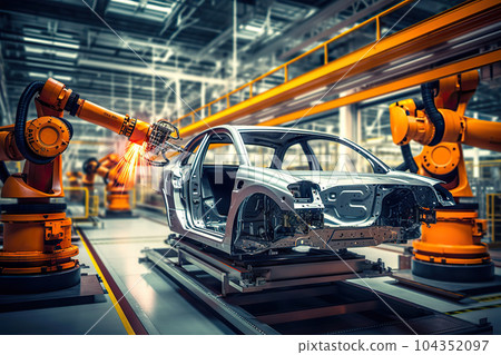 Automated Robot Arm Assembly Line in Car... - Stock Illustration [104352097] - PIXTA