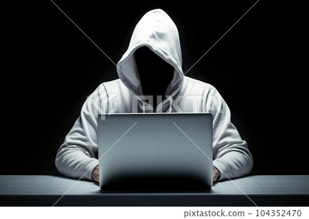 Anonymous Hacker in White Hoodie Embracing... - Stock Illustration [104352470] - PIXTA