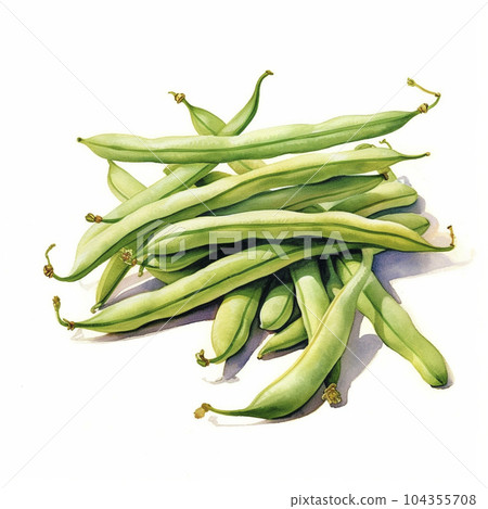 Green beans watercolor painting "AI generated... - Stock Illustration [104355708] - PIXTA