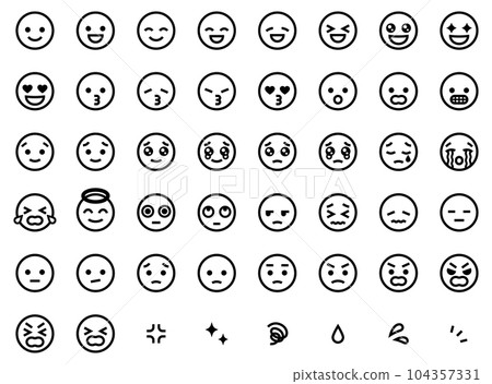 Simple face emoji vector icon set - Stock Illustration [104357331] - PIXTA
